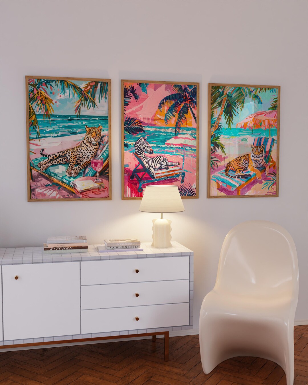 Funky Animals Maximalist Print Set, Preppy Aesthetic Wall Art Set ...