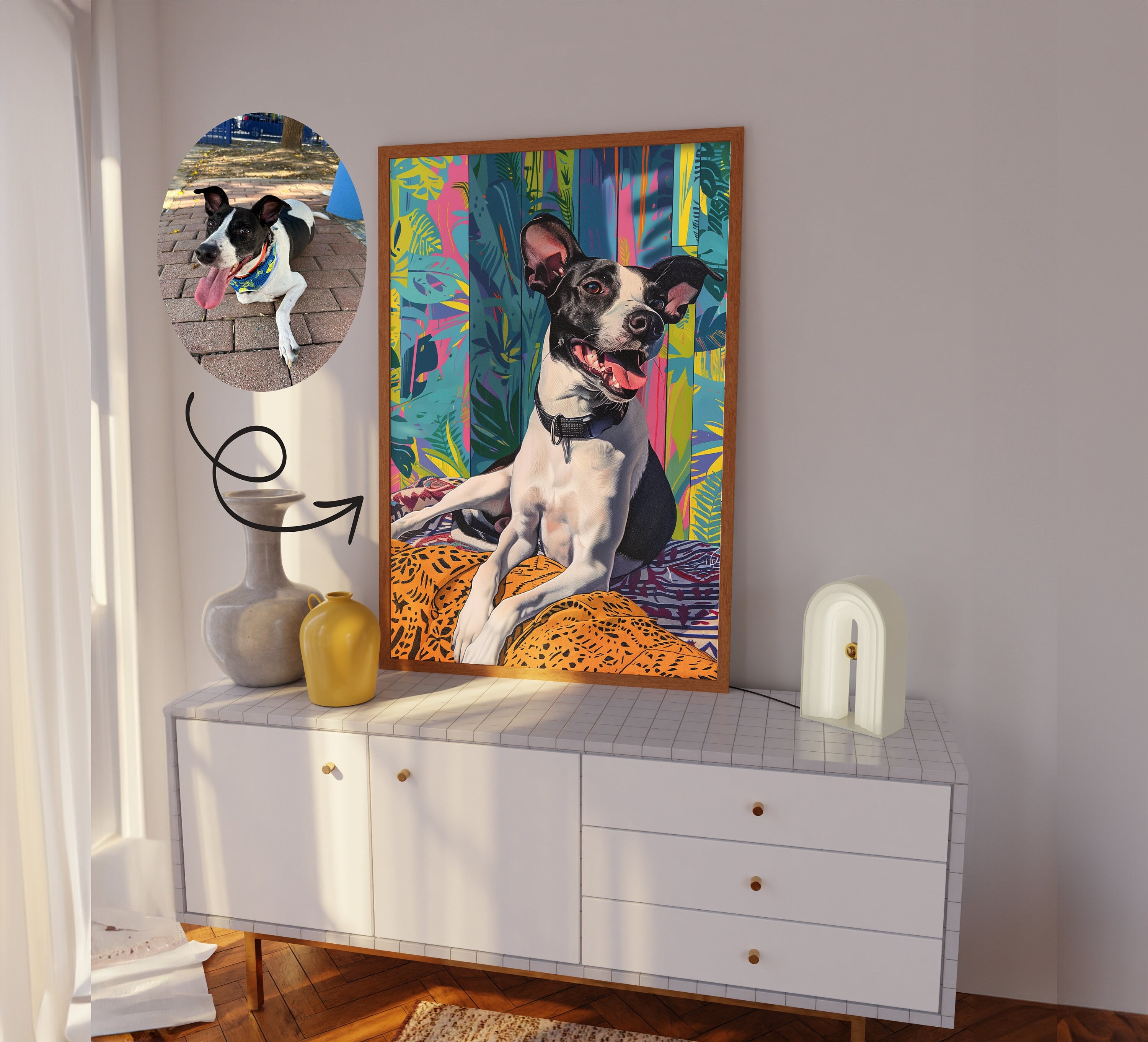 Custom Dog Portrait Painting, Personalized Pet Portrait From Photo, Dog ...