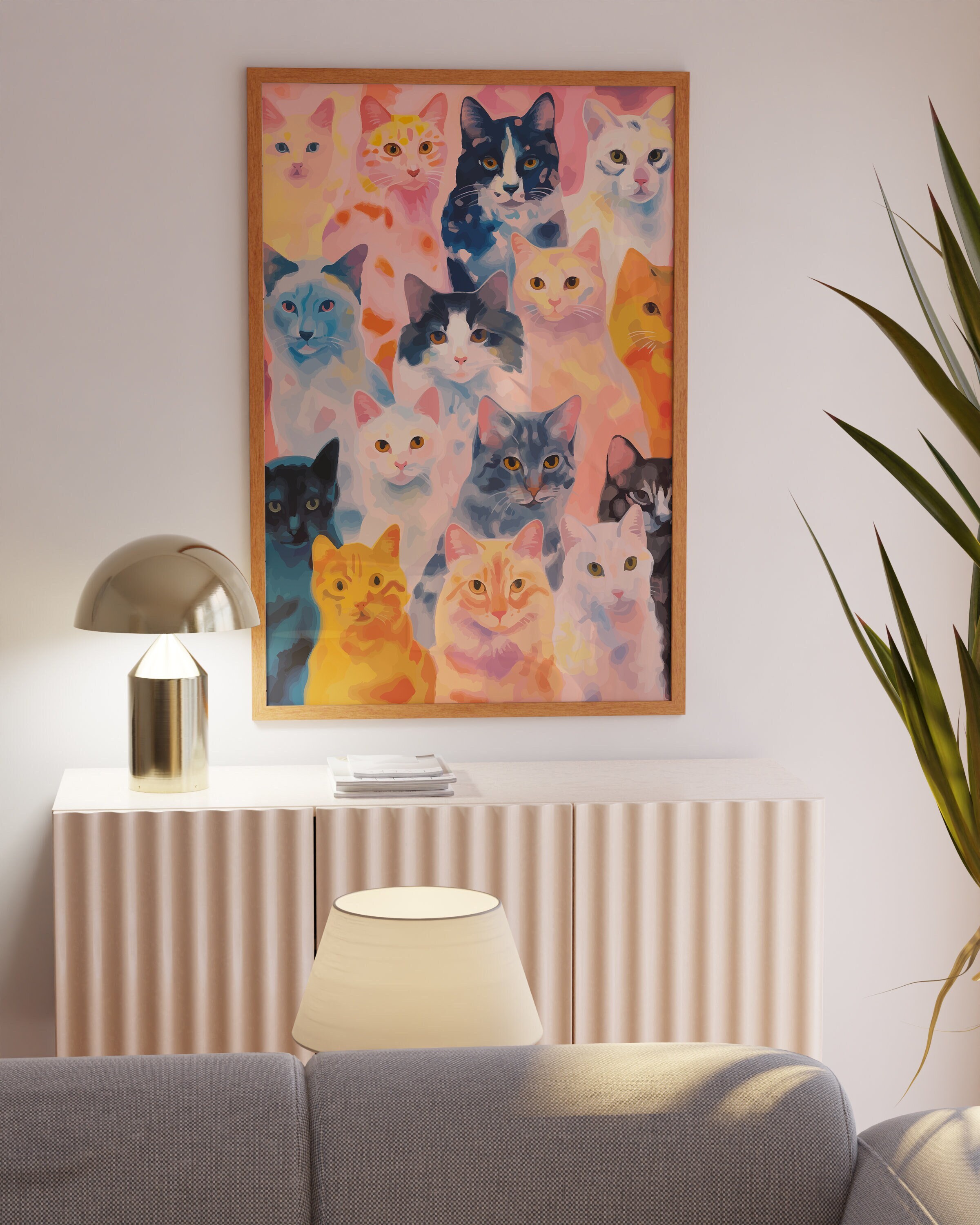 Maximalist Decor, Colorful Cat Breeds Wall Art, Preppy Room Decor, Cute ...