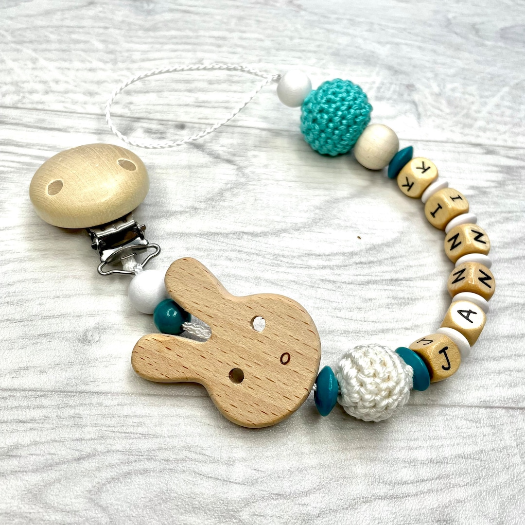 Bunny Pacifier Chain, Bunny With Name, Personalised, Baby, Gift for ...