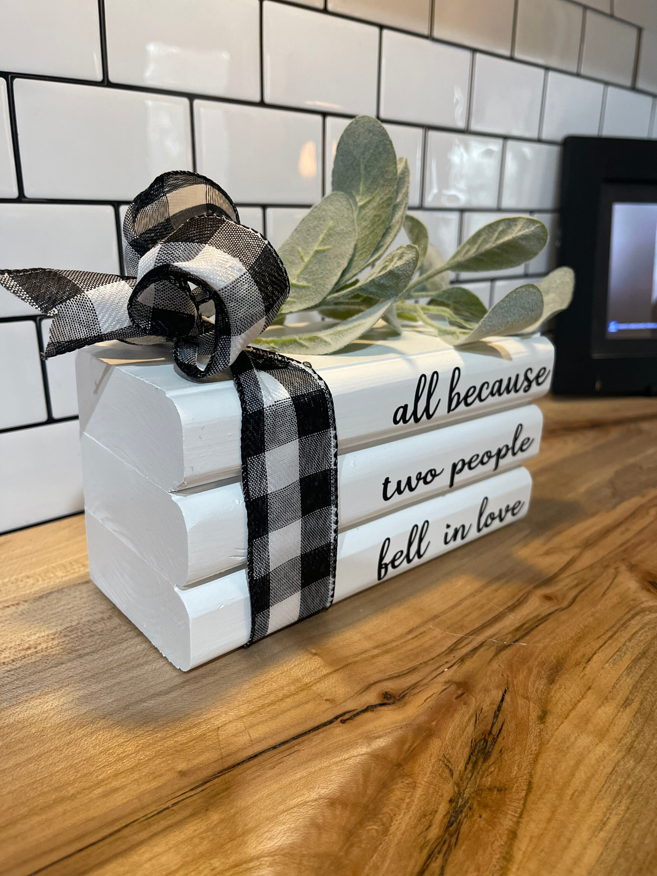 Farmhouse Book Stack Decor | “all Because Two People Fell in Love ...