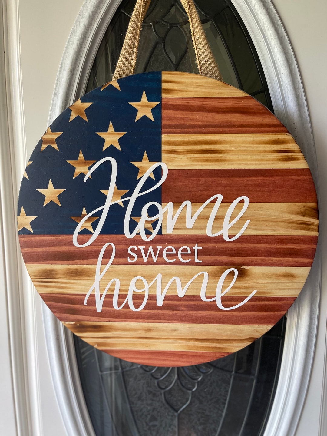Home Sweet Home Patriotic Circle Sign // Front Door Sign // Front Door ...