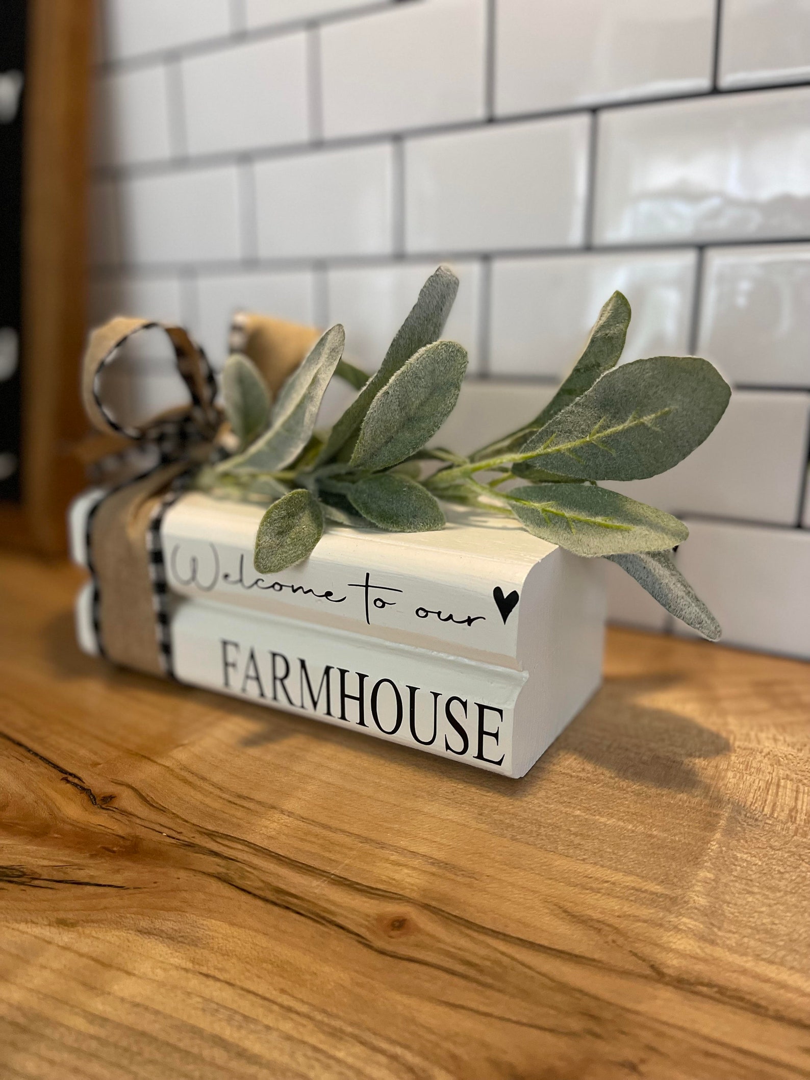 Welcome to Our Farmhouse Bookstack Decor // Farmhouse Book Stack Decor ...