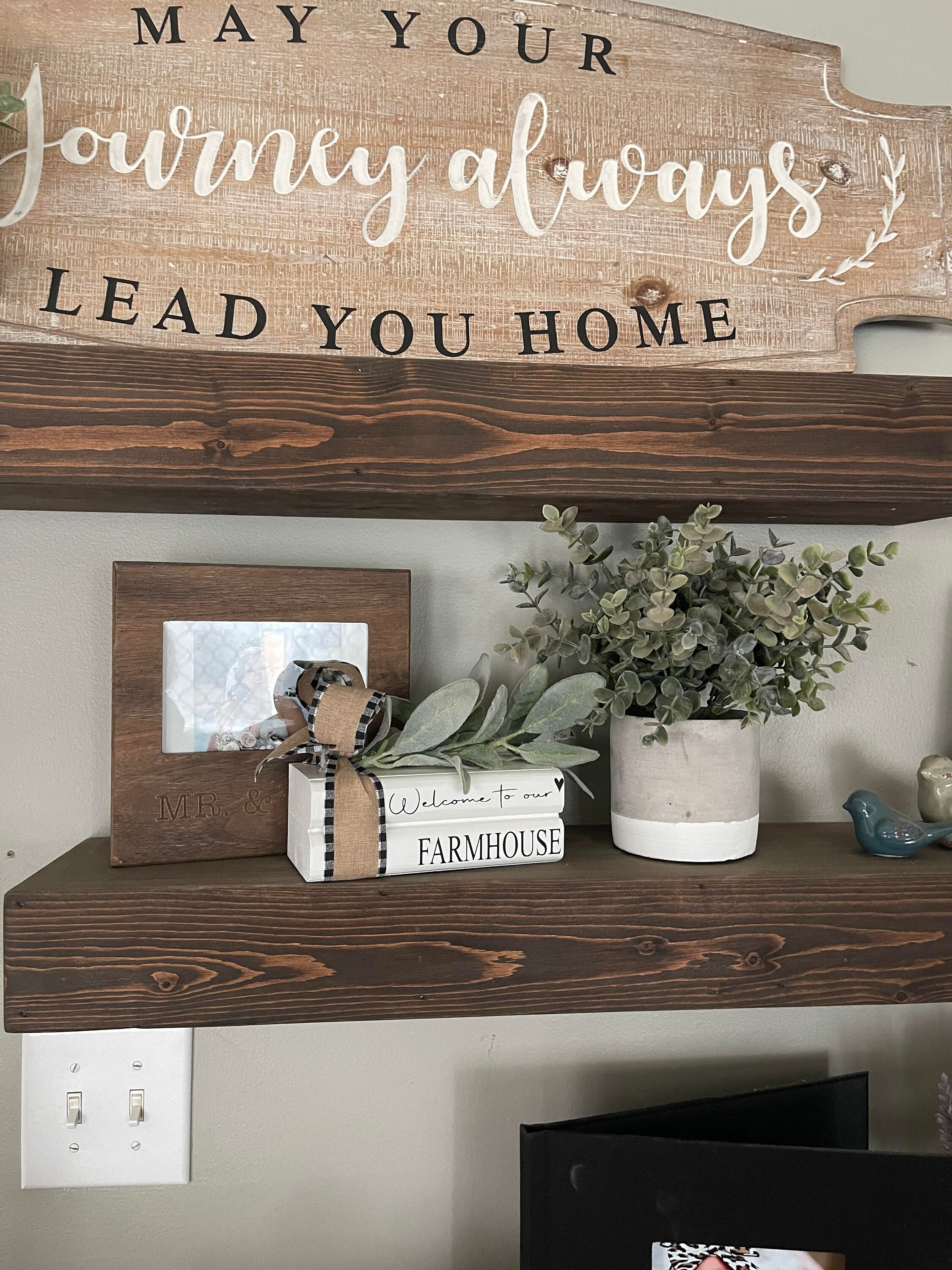 Welcome to Our Farmhouse Bookstack Decor // Farmhouse Book Stack Decor ...