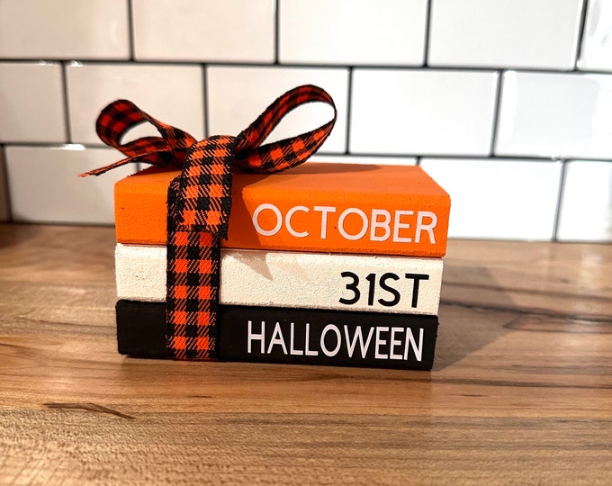 Fall Book Stack Decor / Mini Book Stack / Tiered Tray Decor / Fall ...