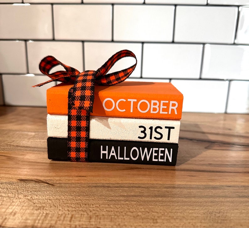 Fall Book Stack Decor / Mini Book Stack / Tiered Tray Decor / Fall ...