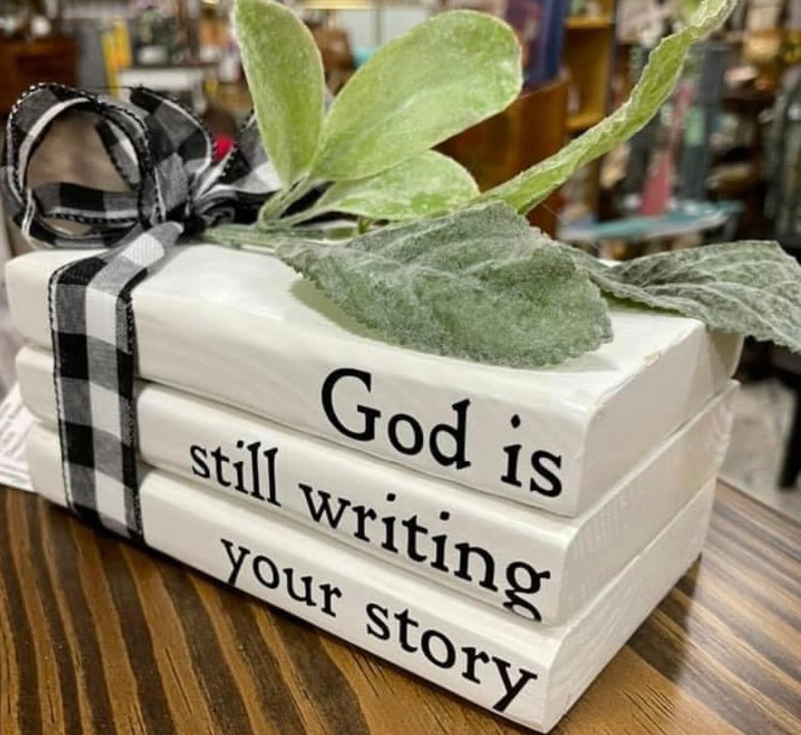 Farmhouse Book Stack Decor // Bookstack // God is Still - Etsy
