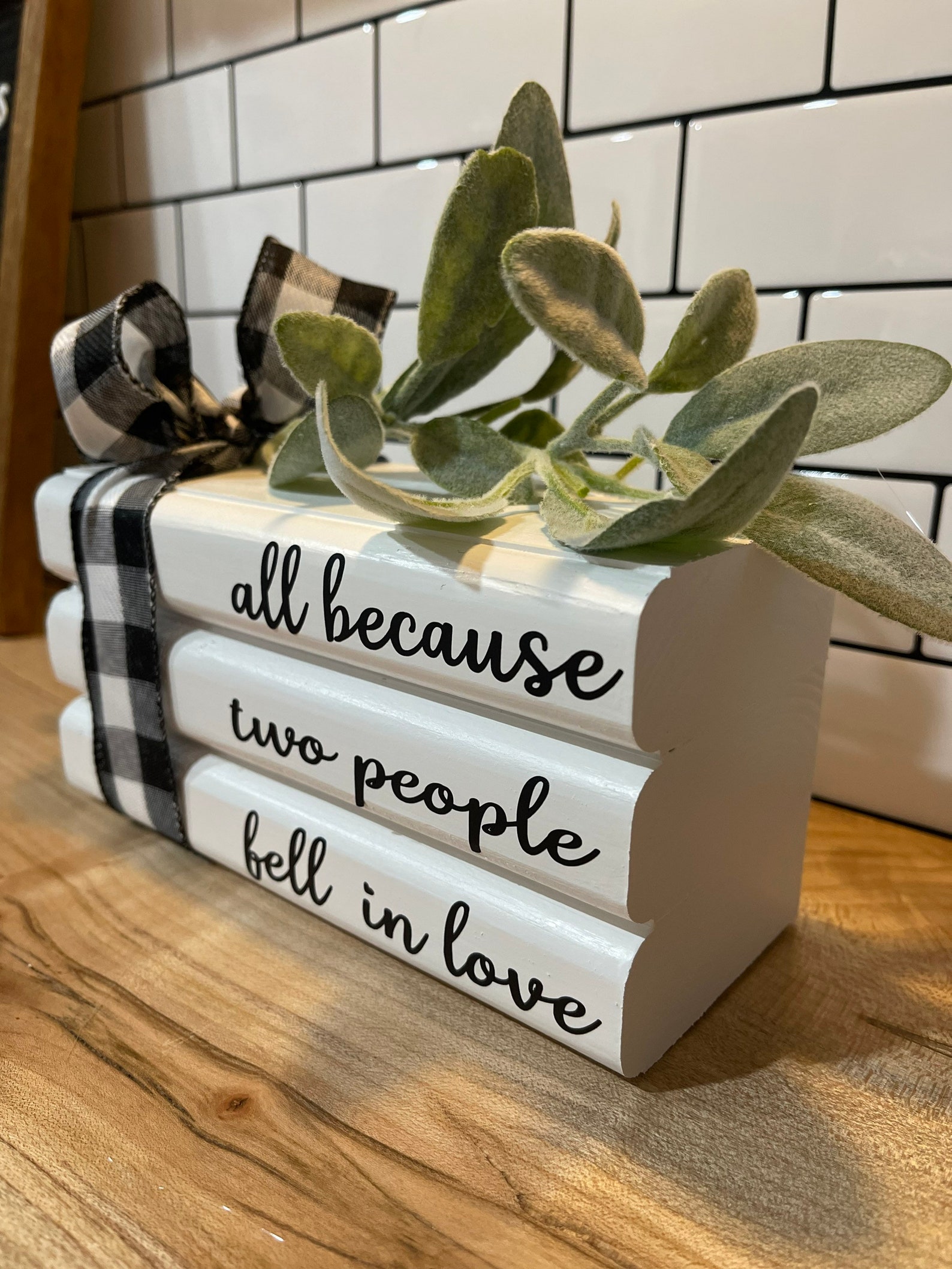 Farmhouse Book Stack Decor | “all Because Two People Fell in Love ...