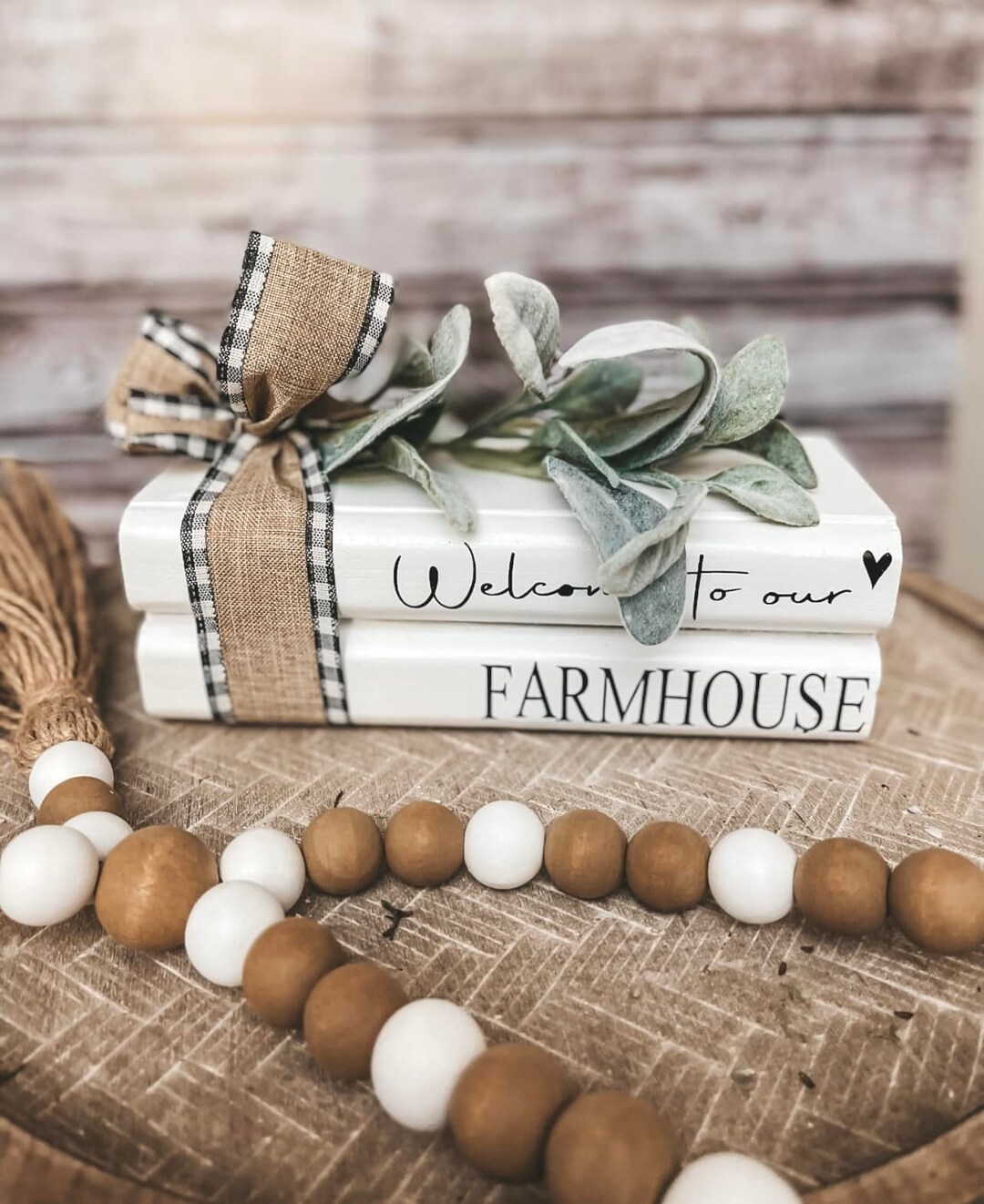 Welcome to Our Farmhouse Bookstack Decor // Farmhouse Book Stack Decor ...