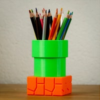 3D Printed Super Mario Block Pen Holder: Retro Gaming Desk Organizer - Etsy