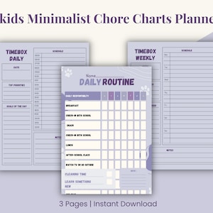 Kids Minimalist Chore Chart, Undated Digital Planner, Undated Planner ...