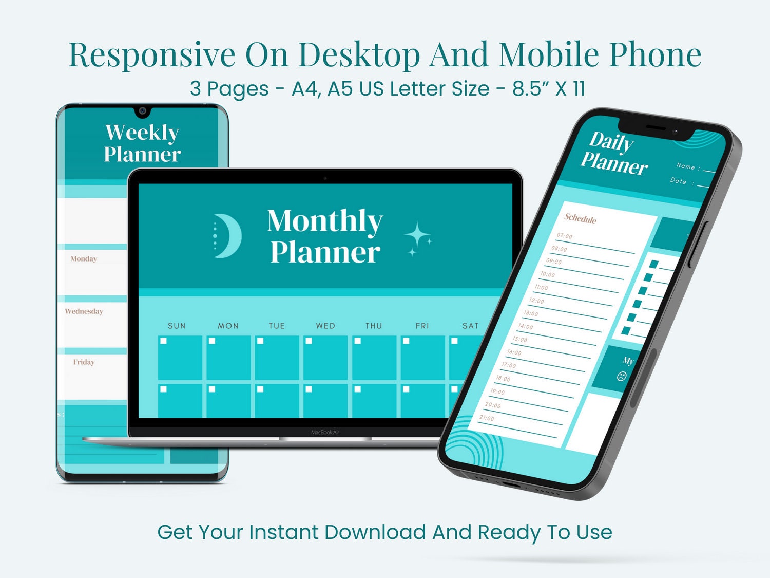 Daily, Weekly and Monthly Planner, Undated Planner, Undated Planner ...