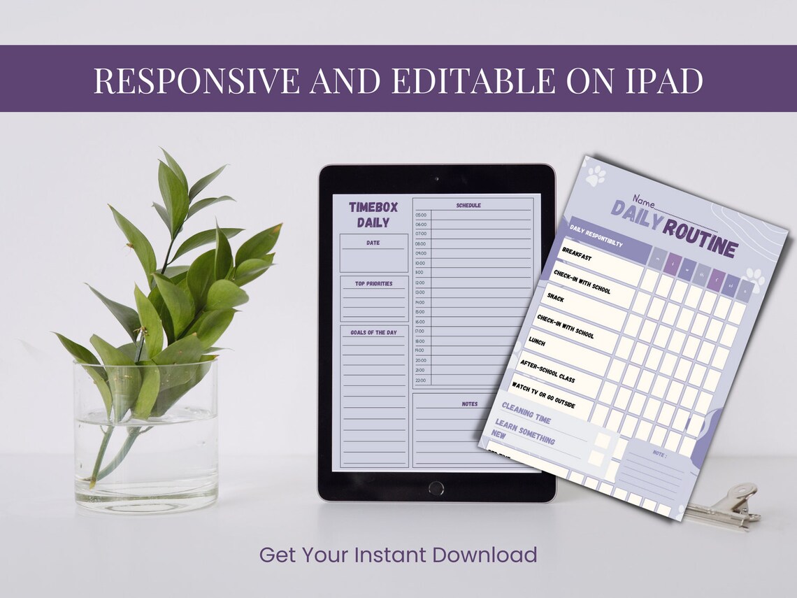 Kids Minimalist Chore Chart, Undated Digital Planner, Undated Planner ...