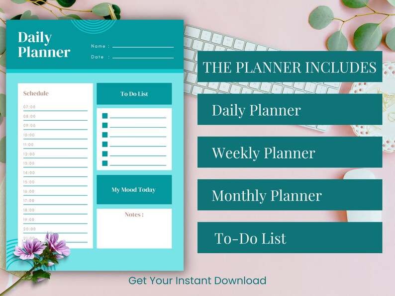 Daily, Weekly and Monthly Planner, Undated Planner, Undated Planner ...