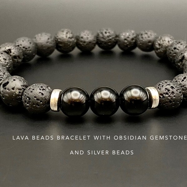 Lava Stone Bracelet - Etsy UK