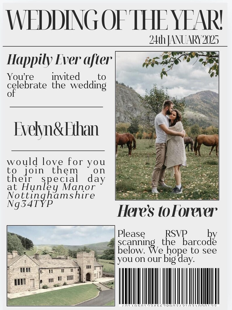 Newspaper Wedding Invitation - Etsy