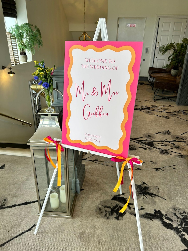Pink and Orange Welcome Sign Template - Etsy