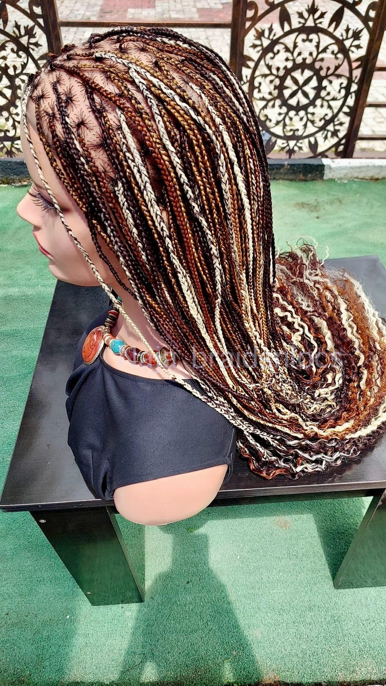 READY to Ship Full Lace Small Knotless Braided Wig for Black Women ...