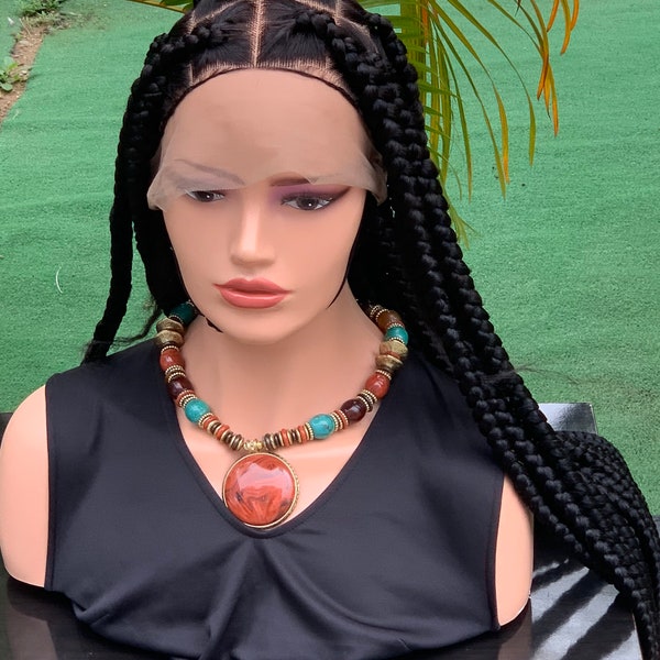 Human Hair Box Braid Wig - Etsy