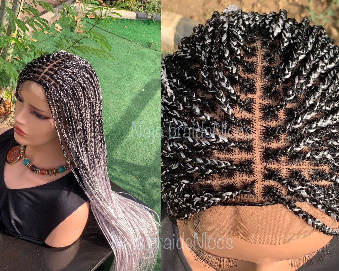 Ready to Ship Gray Braided for Black Women Long Wig 38 Ombré Braids Wig ...