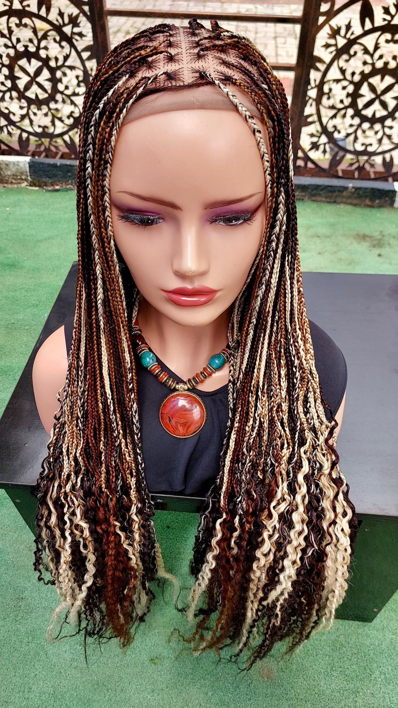 READY to Ship Full Lace Small Knotless Braided Wig for Black Women ...