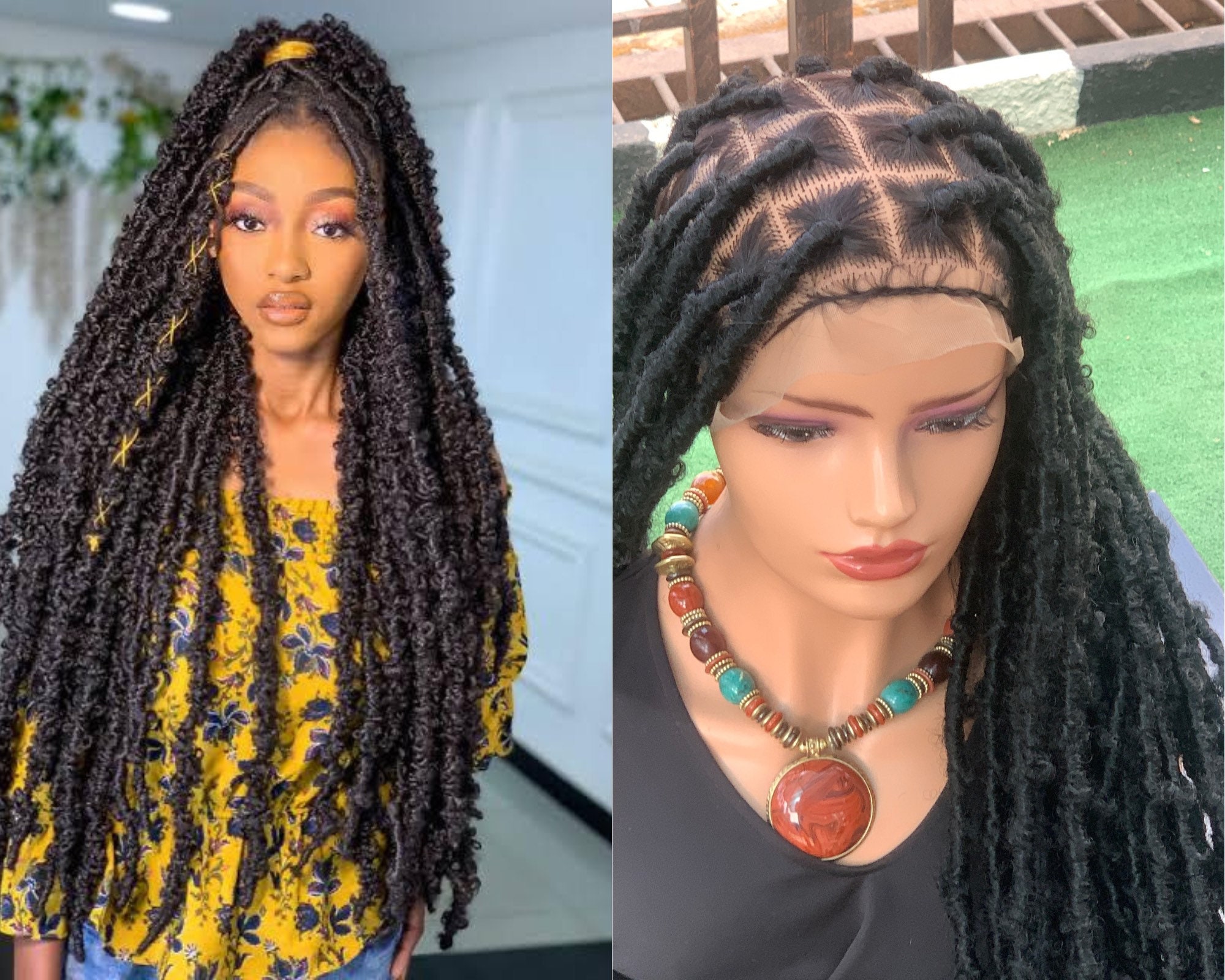 Handmade Full Lace Butterfly Locs Wig: 35 Inch Jumbo Knotless Braids - Etsy