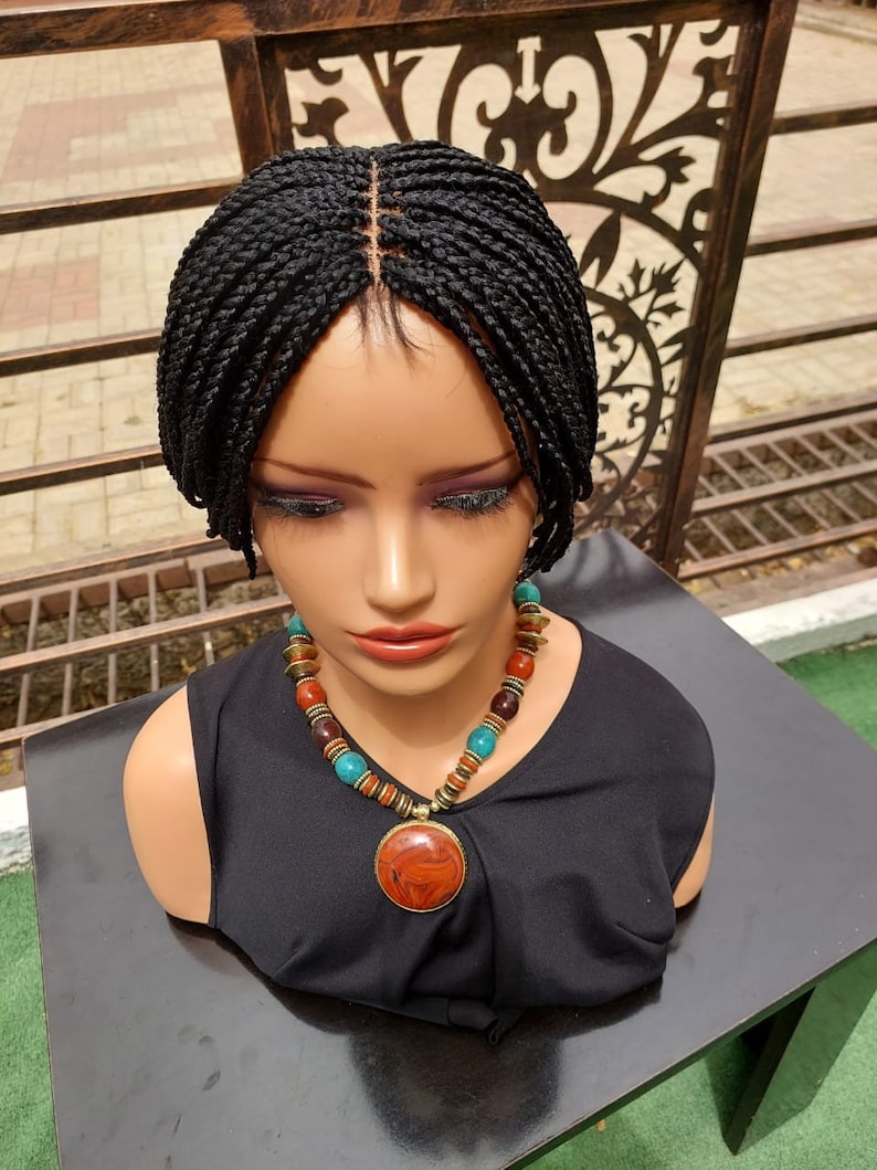 Black Bob Braided Wig: Glueless Hairpiece - Etsy