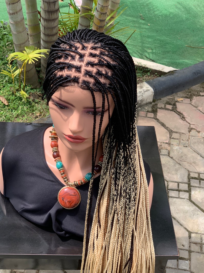 Ombre Knotless Braids Wigs For Black Women Full Lace Front Etsy
