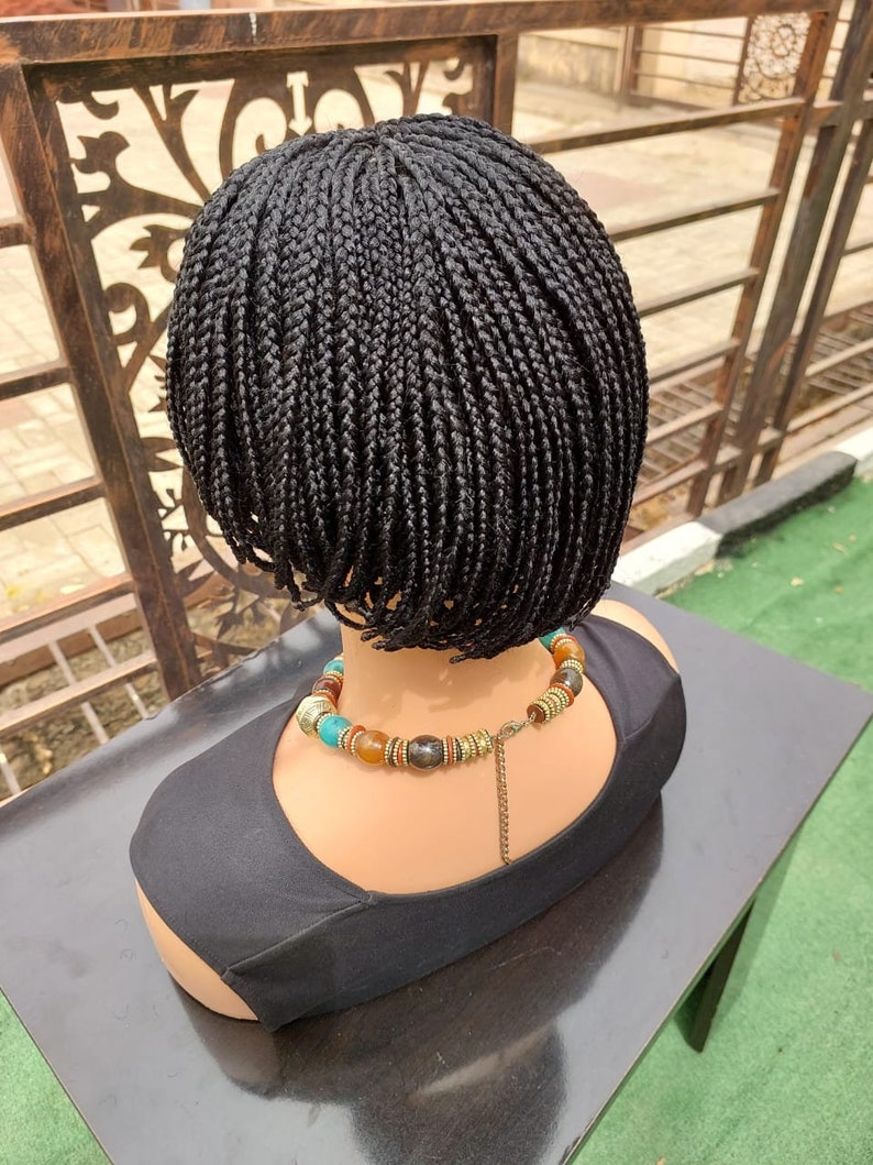 Black Bob Braided Wig: Glueless Hairpiece - Etsy