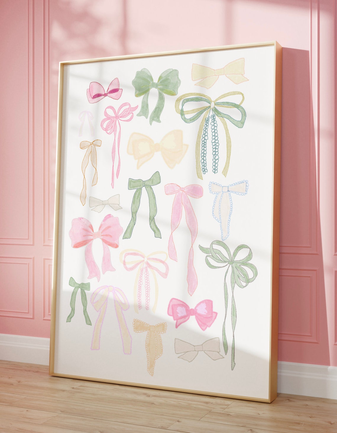 SPRING TIME BOWS | Trendy Watercolor Bows Wall Art | Chinoiserie Art ...