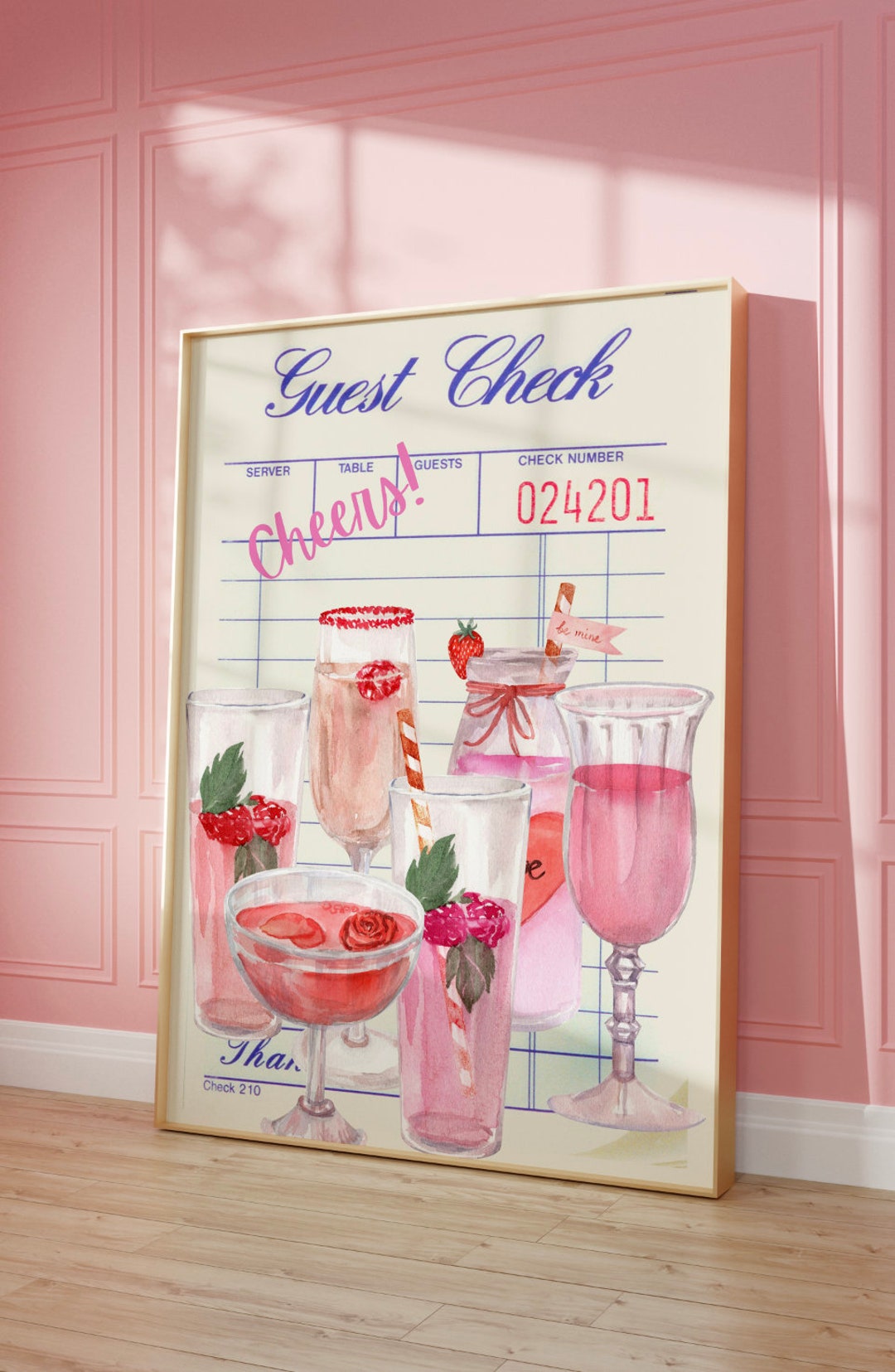 Bar Cart Wall Art | Cocktail Print | Trendy Poster | Guest Check Wall ...