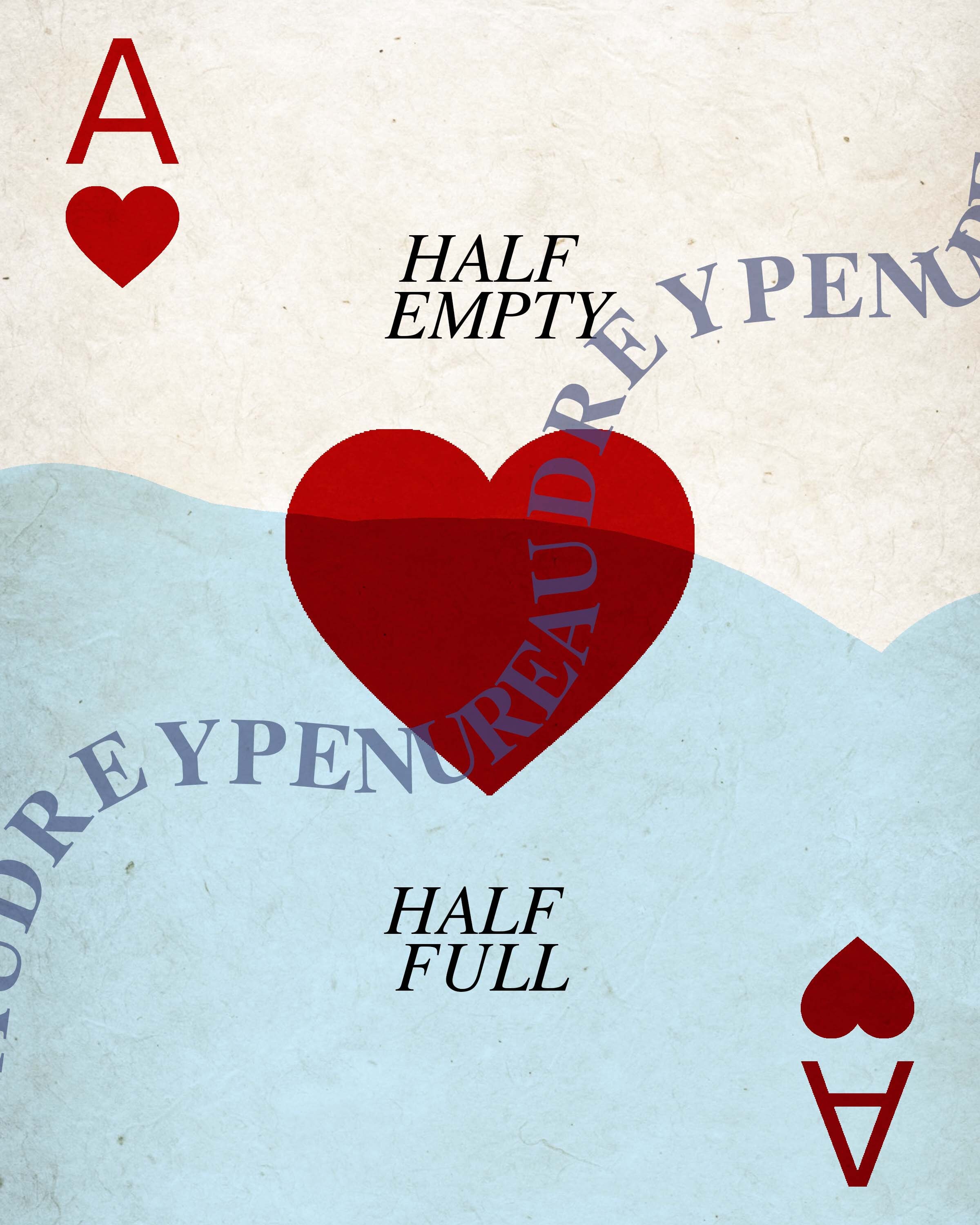 Half Empty Half Full Playing Card Blue and Red Wall Print - Etsy