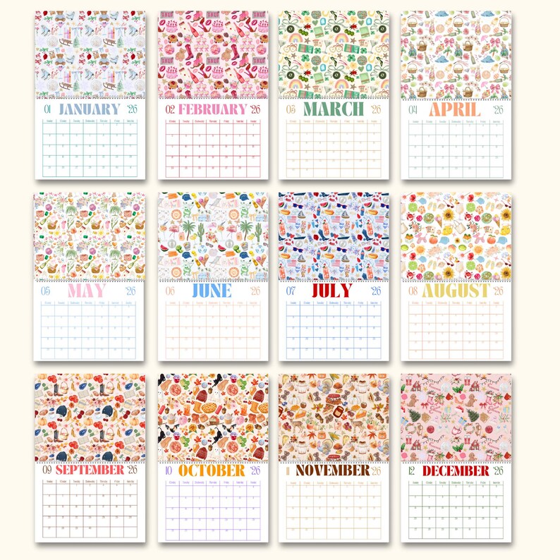 2026 WALL CALENDAR | Collage Calendar | Wall Decor |trendy Girl ...