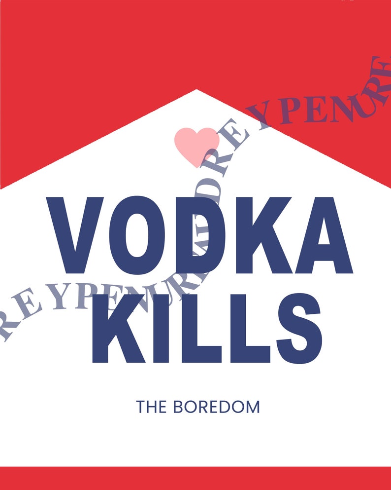 VODKA Kills the Boredom Pink and Red Wall Print, Digital Download Print ...