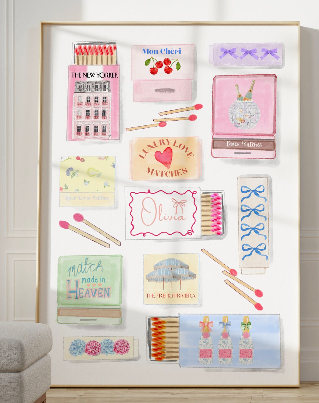 LARGE CUSTOM MATCH Box Digital Download Digital Download Print Wall ...