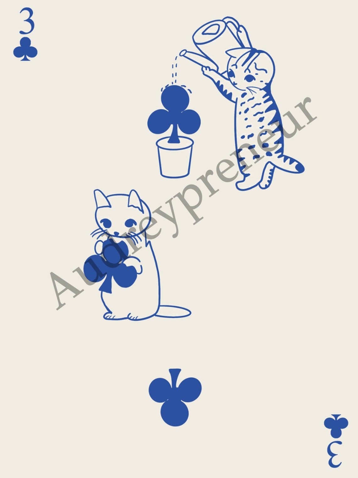 BLUE CAT CARD, Digital Download Print, Wall Decor, Large Printable Art ...