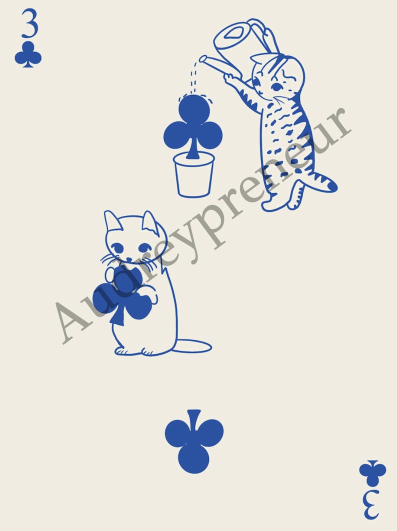 BLUE CAT CARD, Digital Download Print, Wall Decor, Large Printable Art ...