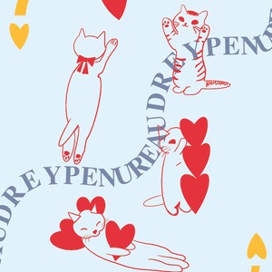 Kitty Cat Playing Card, Red, Yellow & Blue Wall Print, Digital Download ...