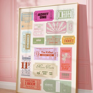 RETRO TICKETS PRINT | Trendy Retro Print | Preppy Wall Poster | Digital ...