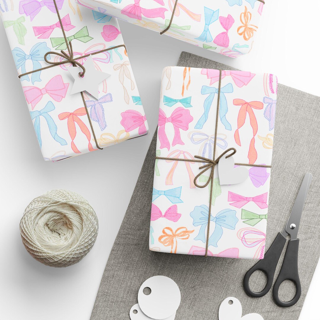 BOW WRAPPING PAPER | Christmas Wrapping Paper | Girly Wrapping Paper ...