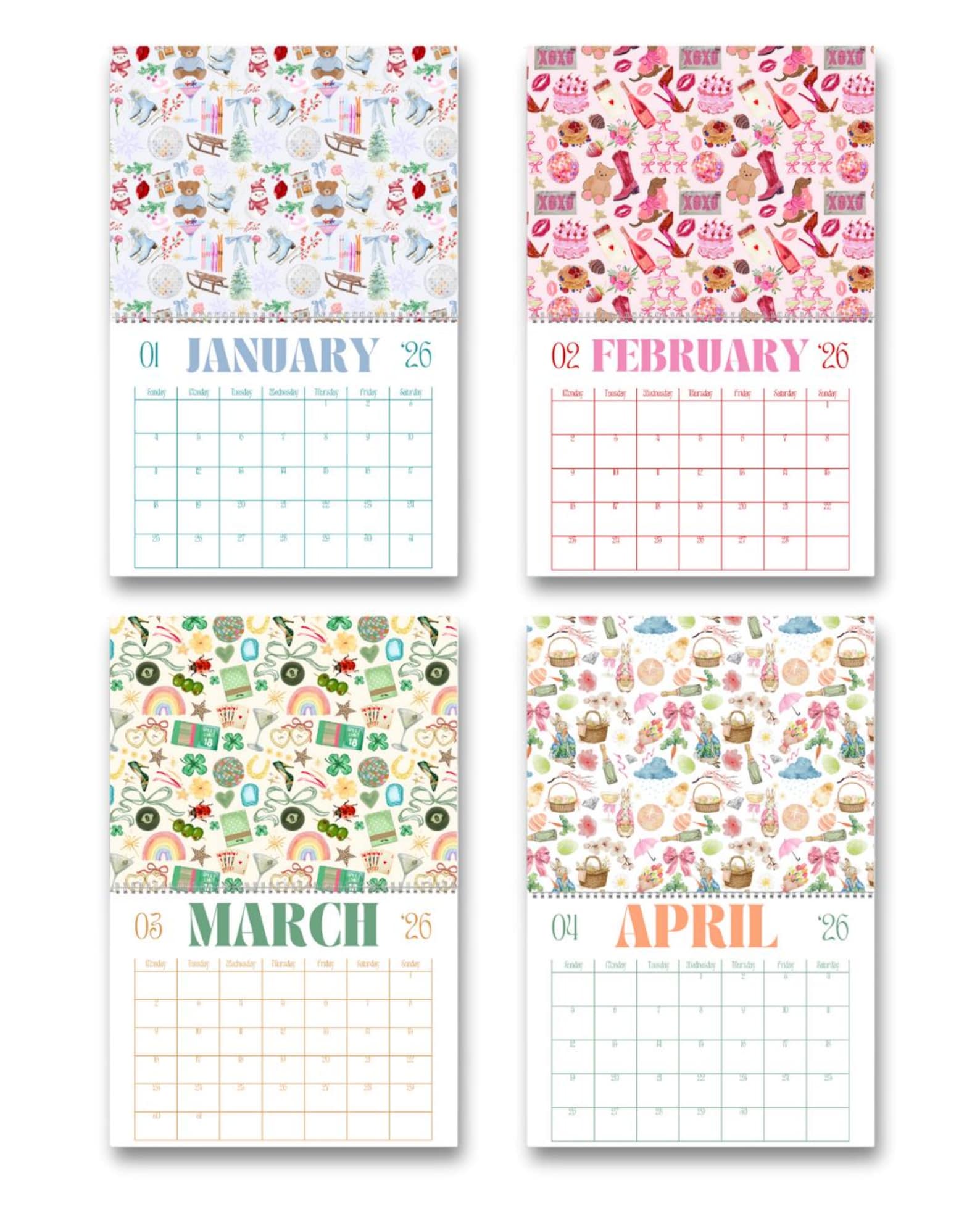 2026 WALL CALENDAR | Collage Calendar | Wall Decor |trendy Girl ...