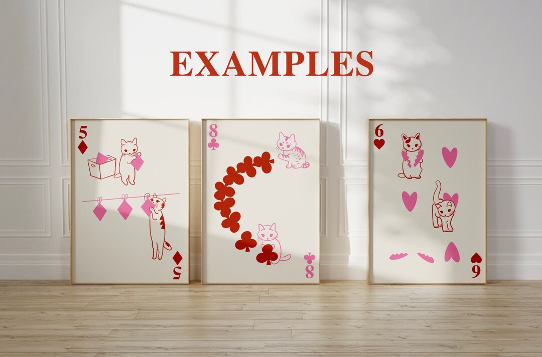 CUSTOM CAT PLAYING Card!! Digital Download Print, Wall Decor, Large ...