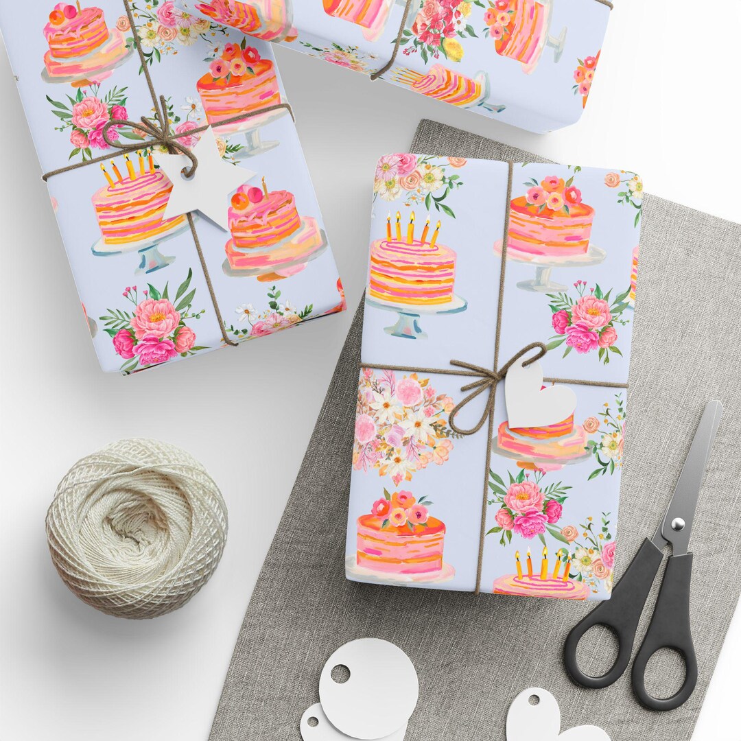 PREPPY WRAPPING PAPER | Birthday Cake Wrapping Paper | Birthday Gift ...