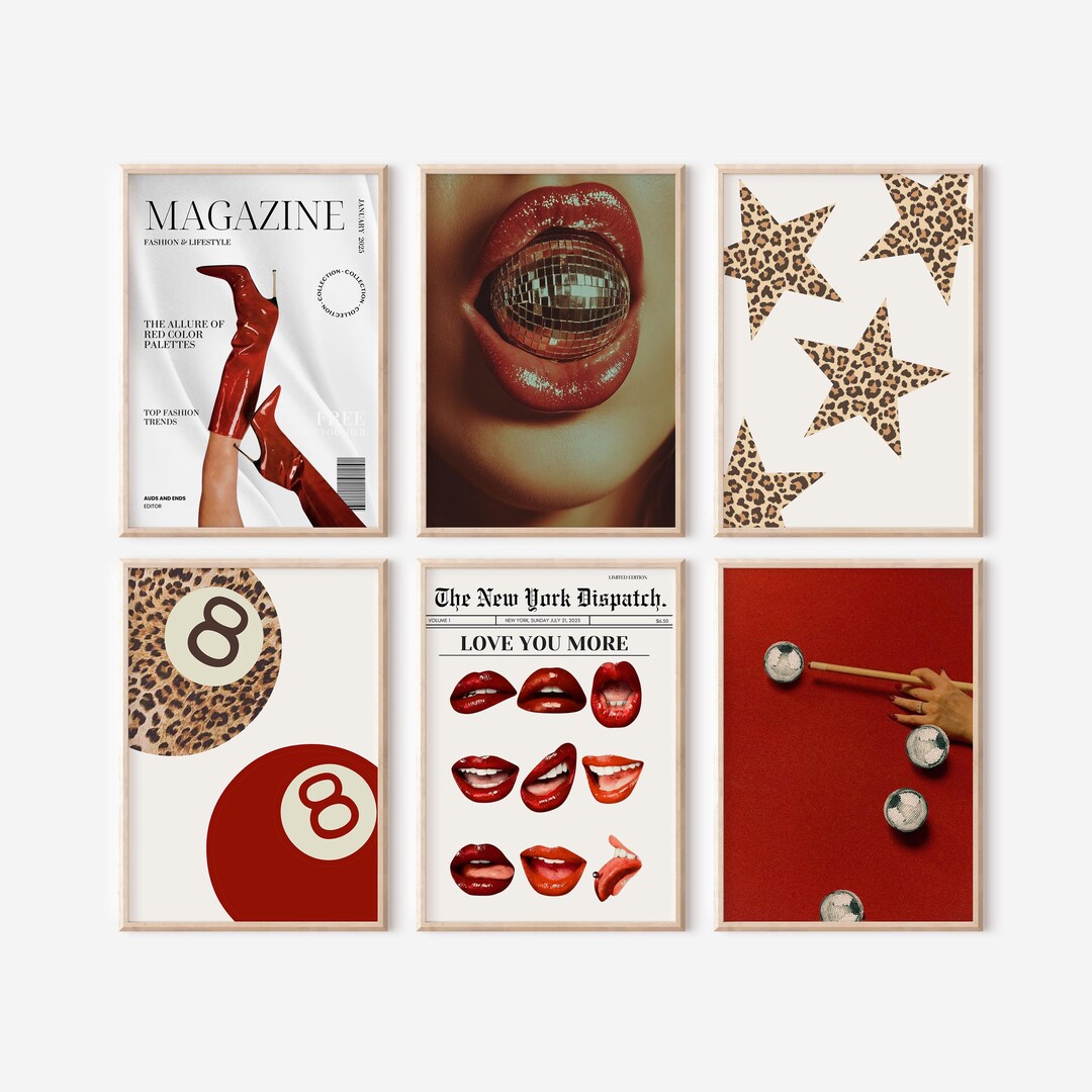 LUXURY Trendy Red, Cheetah, and Disco | Retro Wall Art | Vintage ...