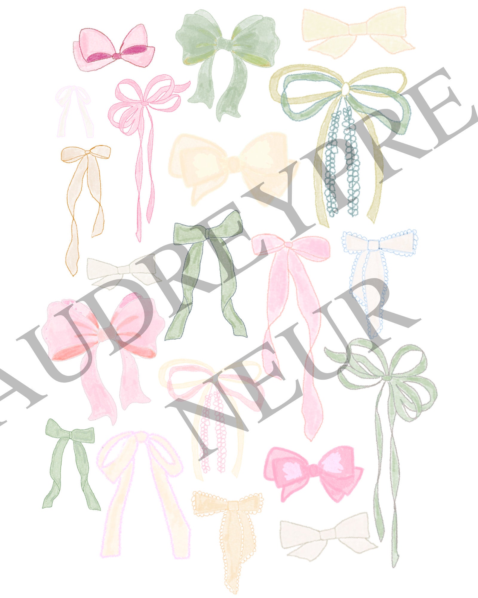 SPRING TIME BOWS | Trendy Watercolor Bows Wall Art | Chinoiserie Art ...