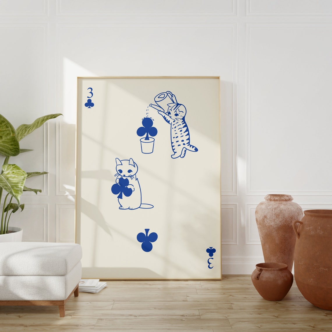 BLUE CAT CARD, Digital Download Print, Wall Decor, Large Printable Art ...