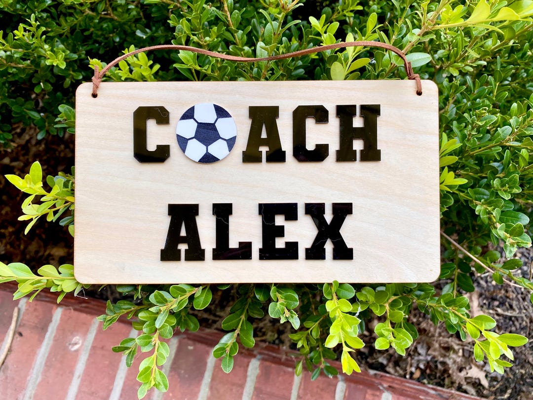 Personalized Soccer Coach Name Wood Sign: 3D Acrylic Ball and Name - Etsy