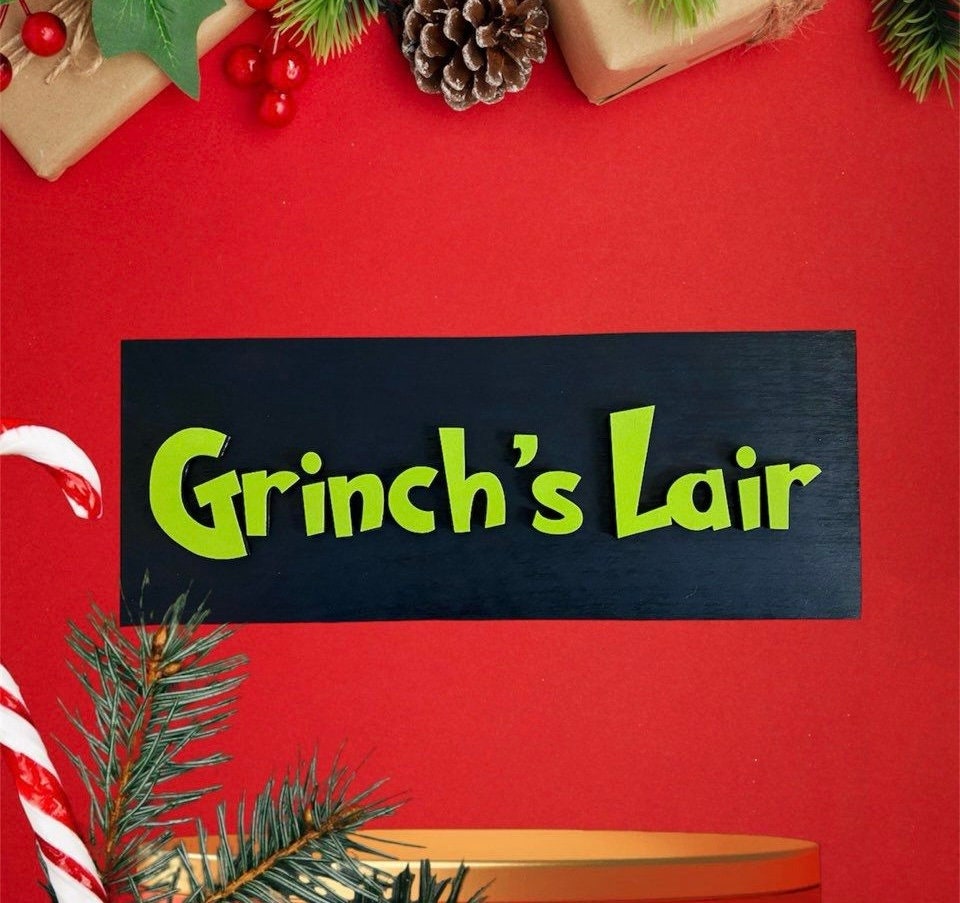 Grinch Sign Grinch's Lair Go Away 3D Wood Sign Grinch Theme Decor ...