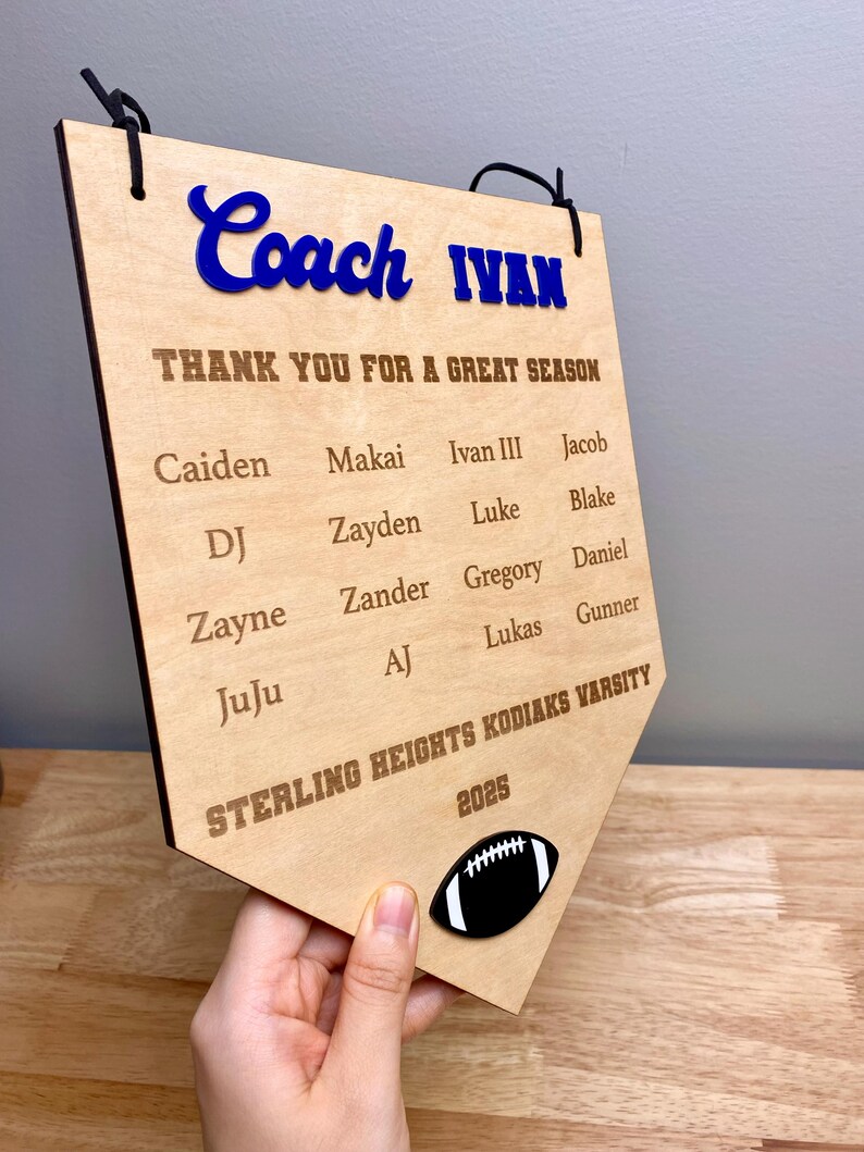 Personalized Football Coach Appreciation Sign: Engraved Wood, 3D ...