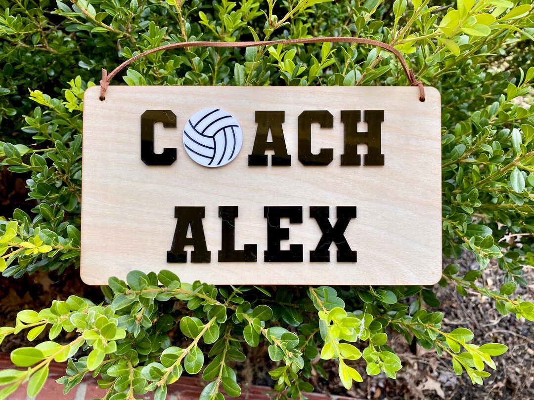 Personalized Volleyball Coach Name Wood Sign: 3D Acrylic Ball and Name ...